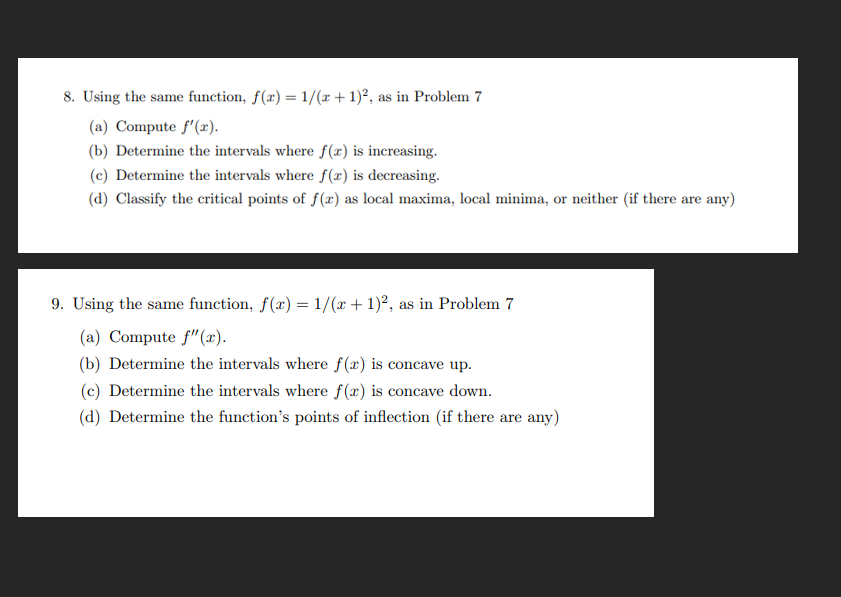 Solved 8. Using the same function, f(x)=1/(x+1)2, as in | Chegg.com