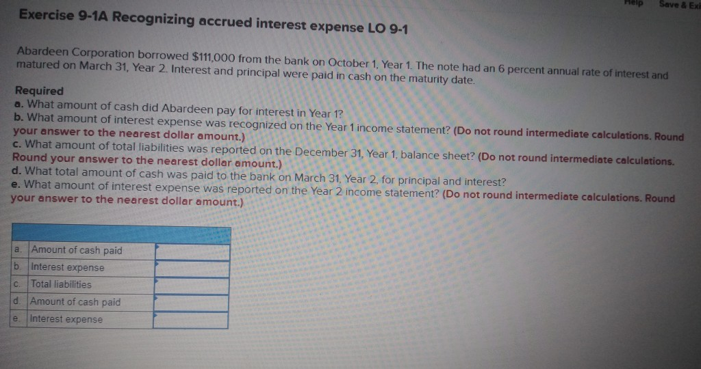 Solved Exercise 9-1A Recognizing accrued interest expense LO | Chegg.com