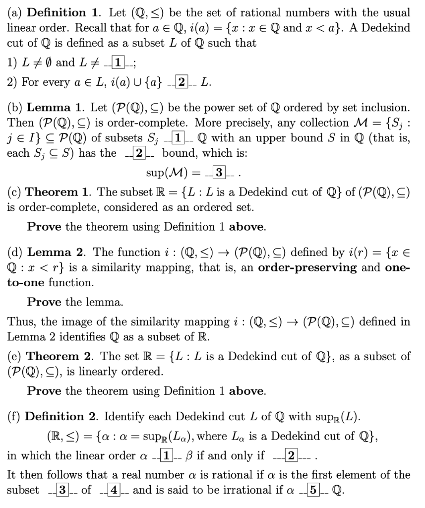 ; (a) Definition 1. Let (Q, 5) be the set of rational | Chegg.com