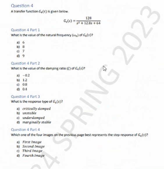 Solved Question 4 A transter function G4(s) is ghen below. | Chegg.com