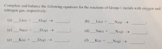 Solved Complete and balance the following equations for the | Chegg.com