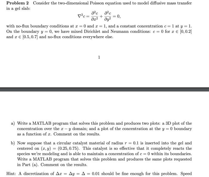 Problem 2 Consider the two-dimensional Poisson | Chegg.com