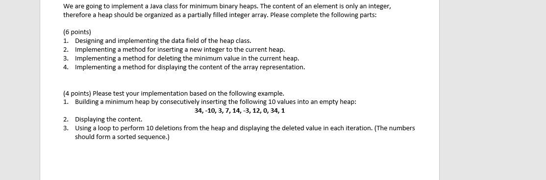 Solved We Are Going To Implement A Java Class For Minimum 3937