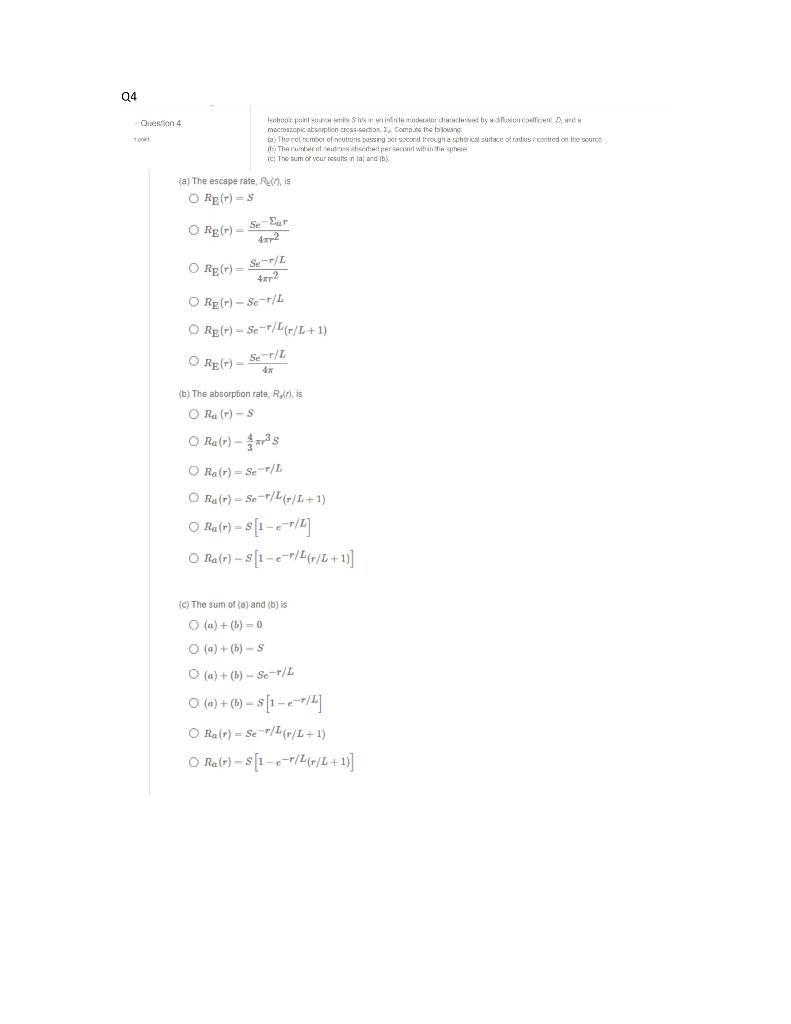 Solved A point source emits S neutrons per second | Chegg.com