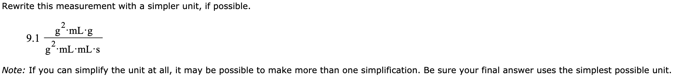 Solved Rewrite this measurement with a simpler unit, if | Chegg.com