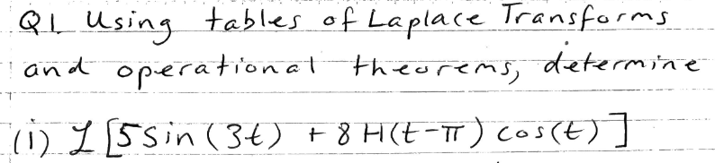 Solved Q1 Using tables of Laplace Transforms and operational | Chegg.com