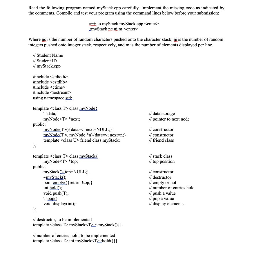 Solved Read the following program named myStack.cpp | Chegg.com