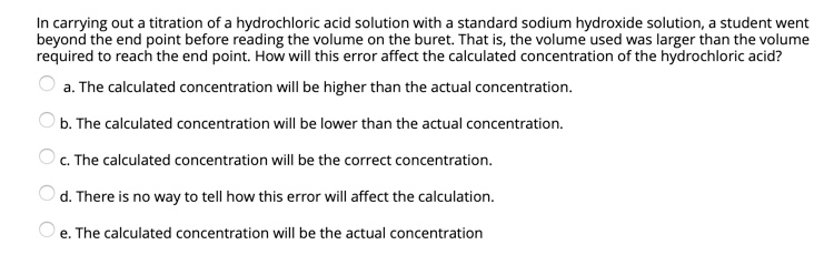 Solved In carrying out a titration of a hydrochloric acid | Chegg.com
