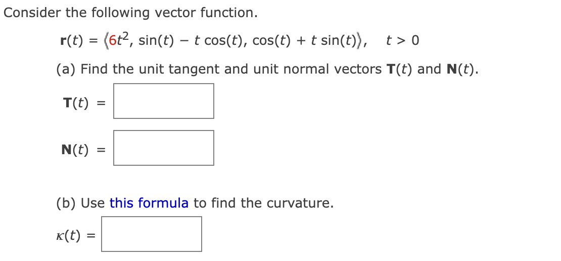 Solved Consider the following vector function. | Chegg.com