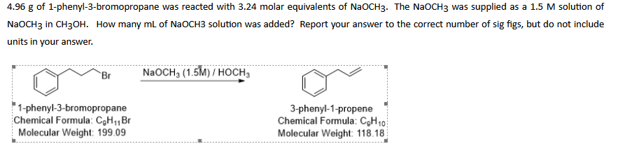 Solved 4.96 g of 1-phenyl-3-bromopropane was reacted with | Chegg.com