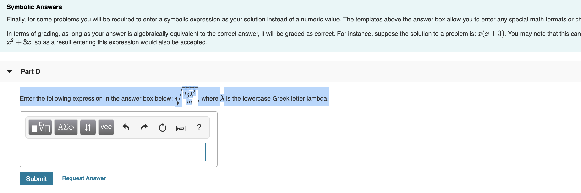 Solved Symbolic Answers Finally, for some problems you will | Chegg.com