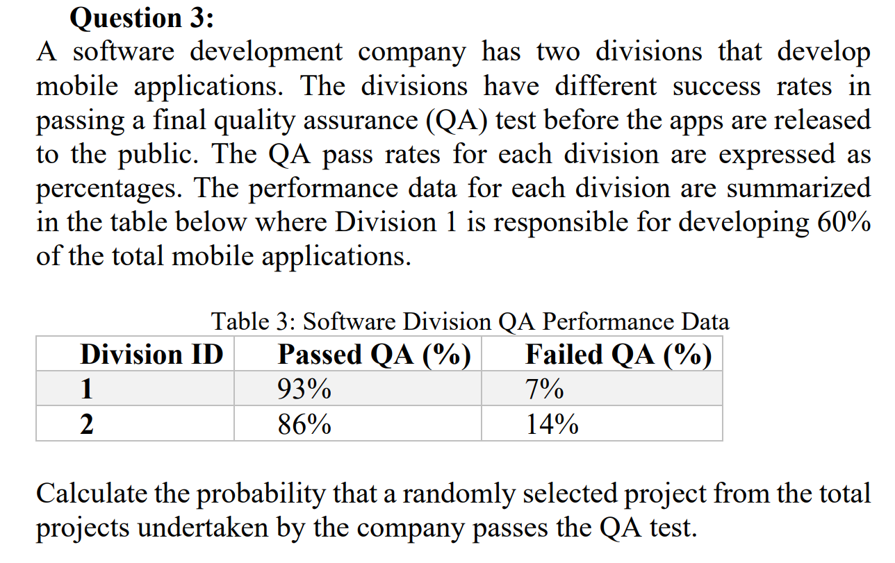 Solved Question 3:A software development company has two | Chegg.com