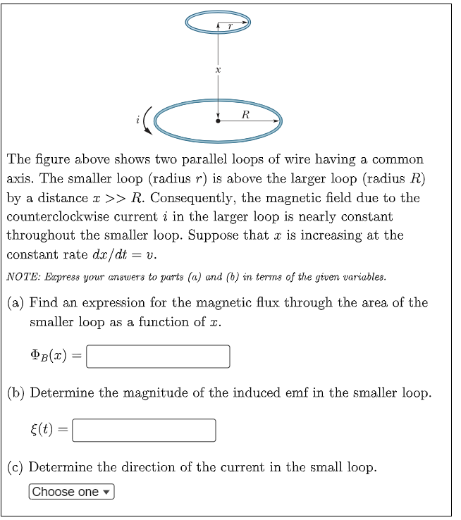Solved х R The figure above shows two parallel loops of wire | Chegg.com