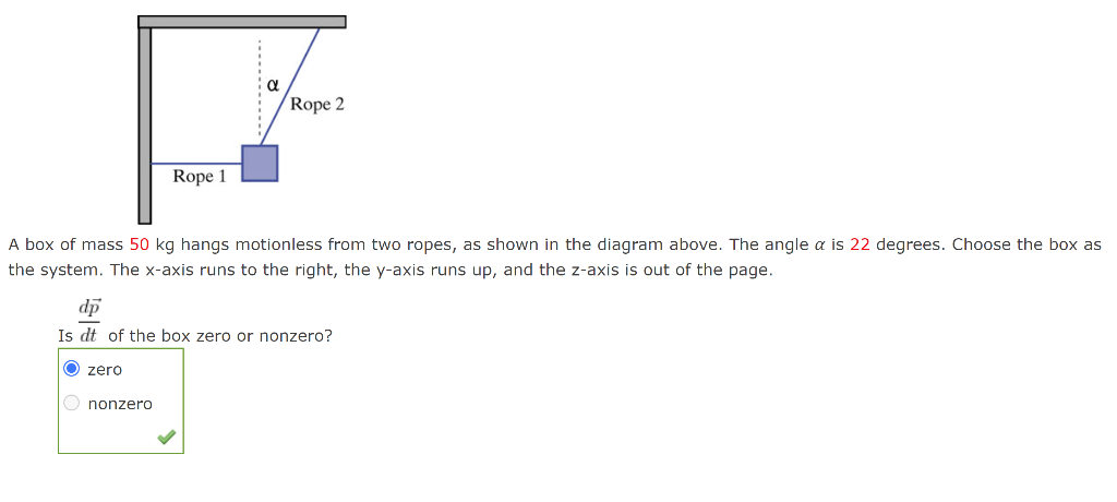 Solved A box of mass 50 kg hangs motionless from two ropes, | Chegg.com
