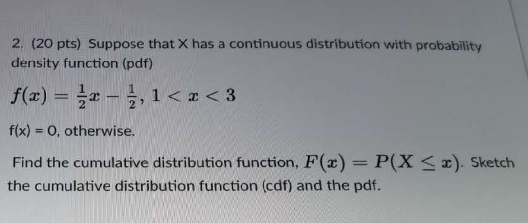 Solved Suppose that X has a continuous distribution with | Chegg.com