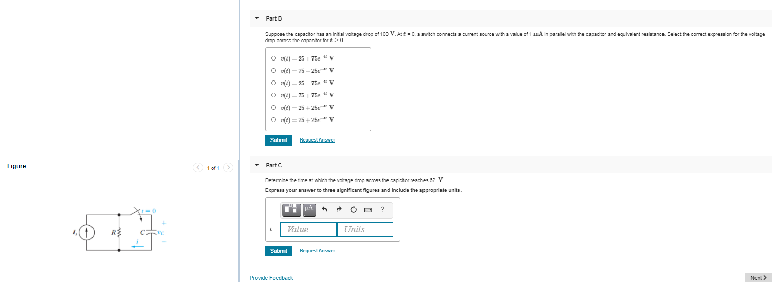 Solved Create a first-order RC circuit (Figure 1) with a | Chegg.com