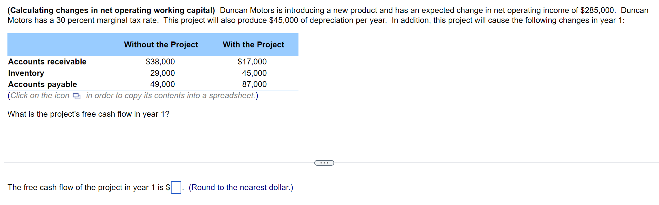 Solved (Calculating changes in net operating working | Chegg.com