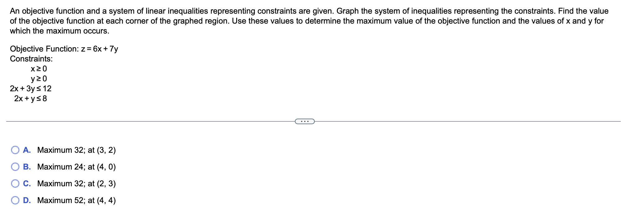 Solved An objective function and a system of linear | Chegg.com