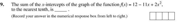 Solved 9. The sum of the x-intercepts of the graph of the | Chegg.com