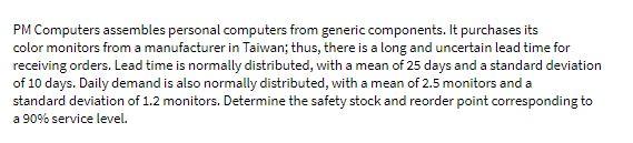 Solved PM Computers assembles personal computers from | Chegg.com