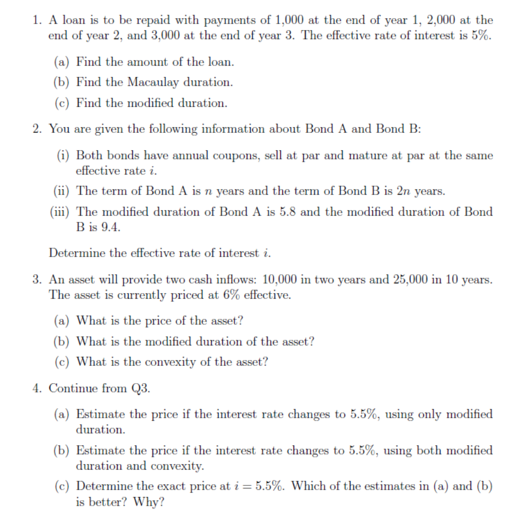 Solved 1. A loan is to be repaid with payments of 1,000 at | Chegg.com