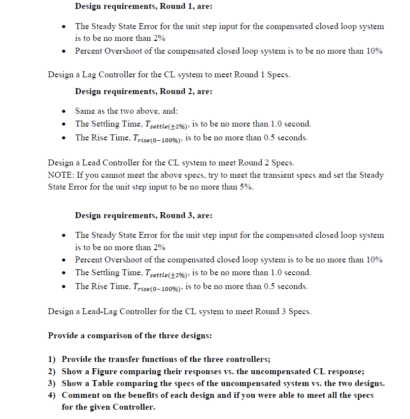 Solved Consider a unit feedback closed loop control system, | Chegg.com