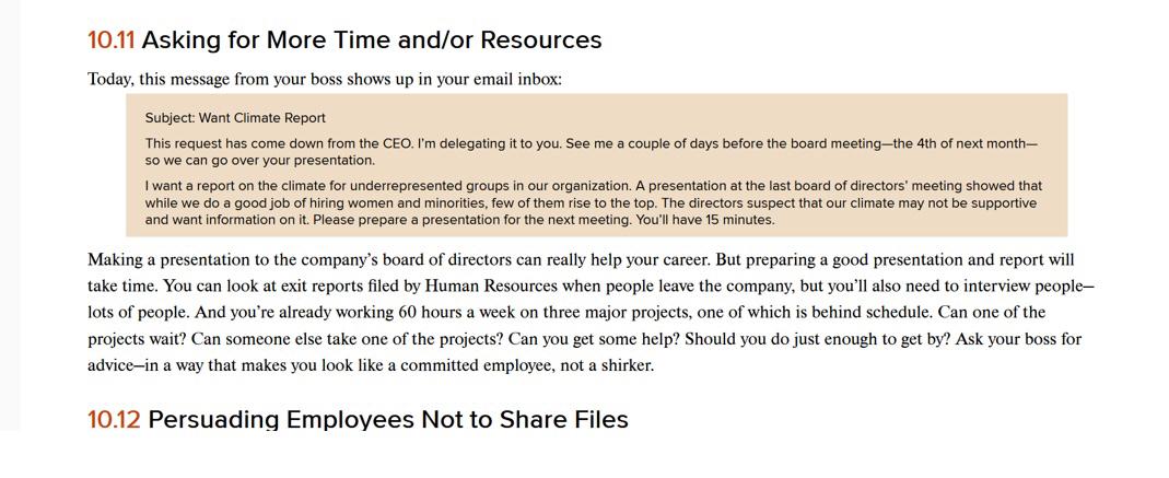 10.11 Asking for More Time and/or Resources Today, | Chegg.com
