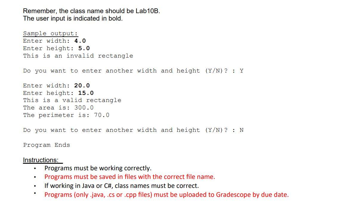 Solved Lab10B: Rectangled Decision! Design and implement a | Chegg.com