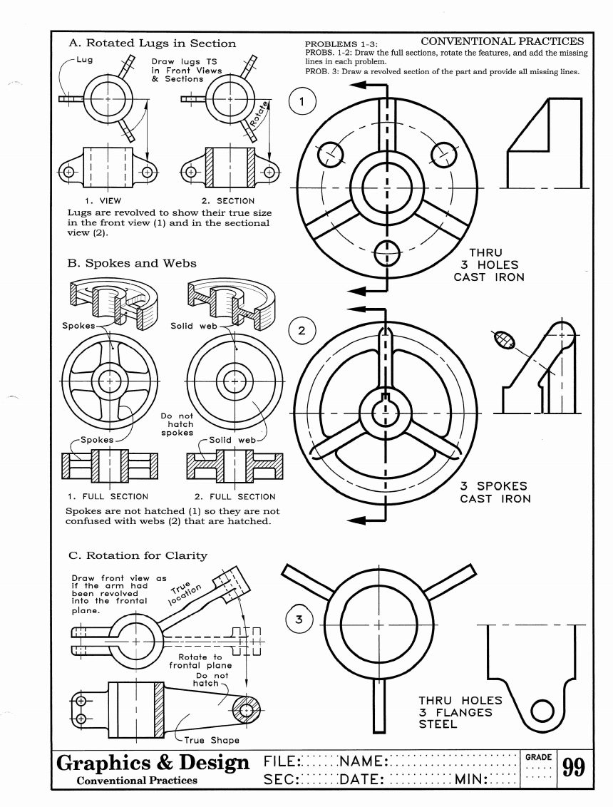 CONVENTIONAL PRACTICES A. Rotated Lugs in Section | Chegg.com