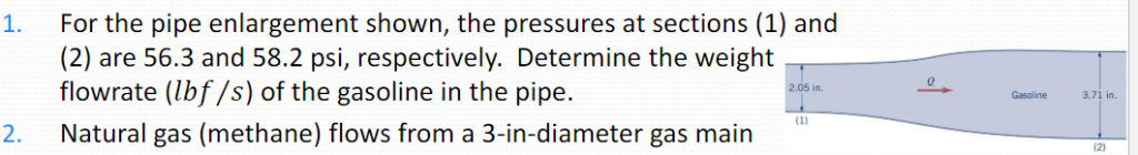 Solved For the pipe enlargement shown, the pressures at | Chegg.com