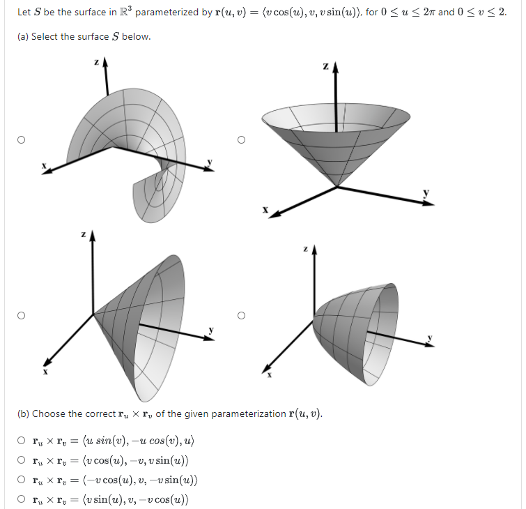 Solved Let S be the surface in R parameterized by r(u, v) = | Chegg.com