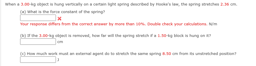 Solved When a 3.00-kg object is hung vertically on a certain | Chegg.com