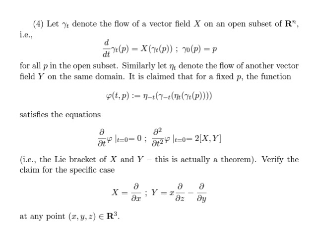 Solved Let gamma_t denote the flow of a vector field X on an | Chegg.com