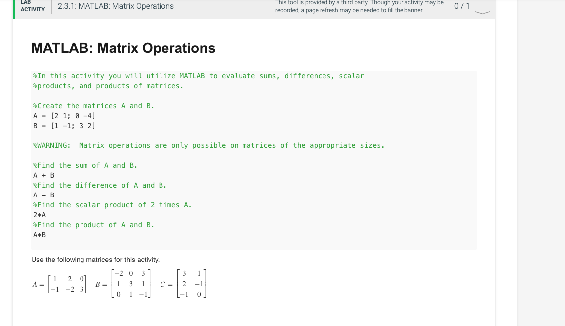 Solved \%In this activity you will utilize MATLAB to | Chegg.com