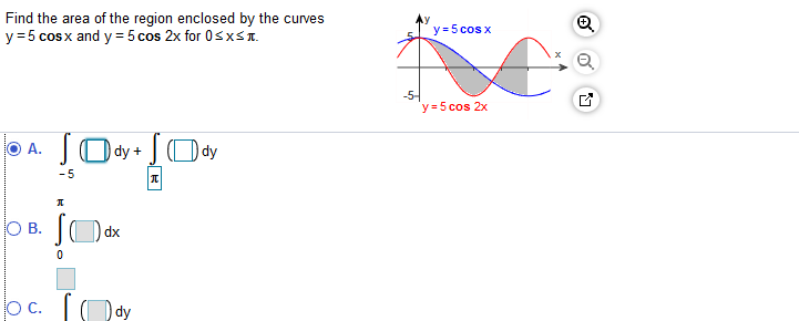 Solved y=5cos x y 5 cosx and y 5cos 2x for 0sxSr. y 5 cos 2 | Chegg.com