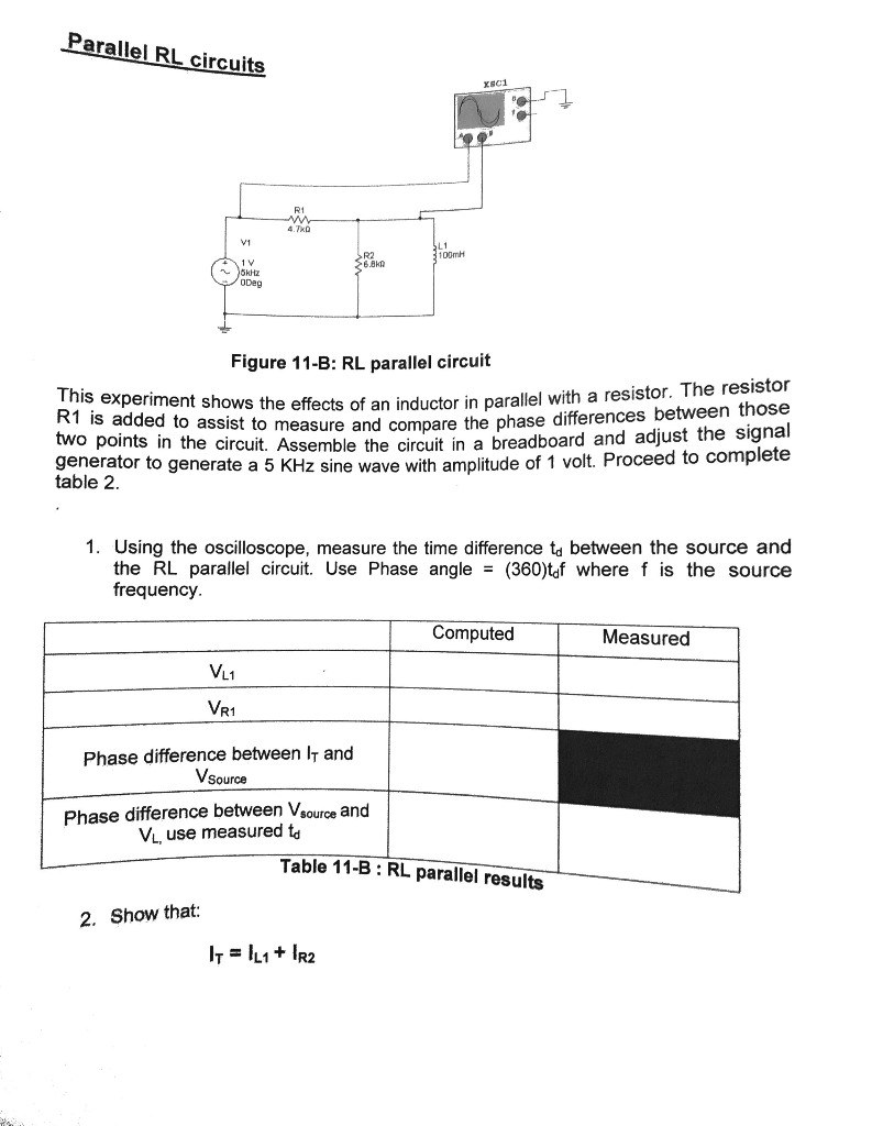 Solved Parallel RL circuits хас1 V1 SR2 100m 1 V SH Deg | Chegg.com