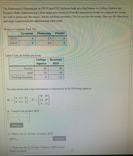 Solved The Mathematics Departments at CSUN and CSU Fullerton | Chegg.com
