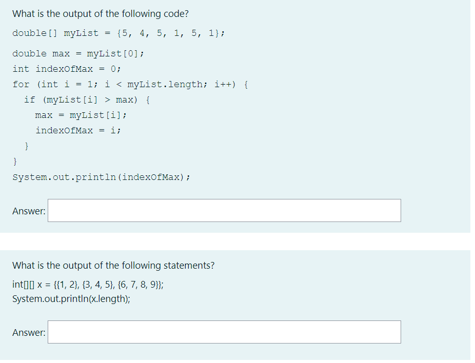 Solved = 1 I = What is the output of the following code? | Chegg.com