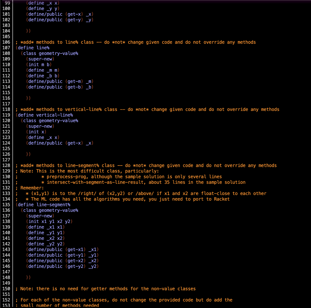 3. Complete the Racket implementation except for | Chegg.com