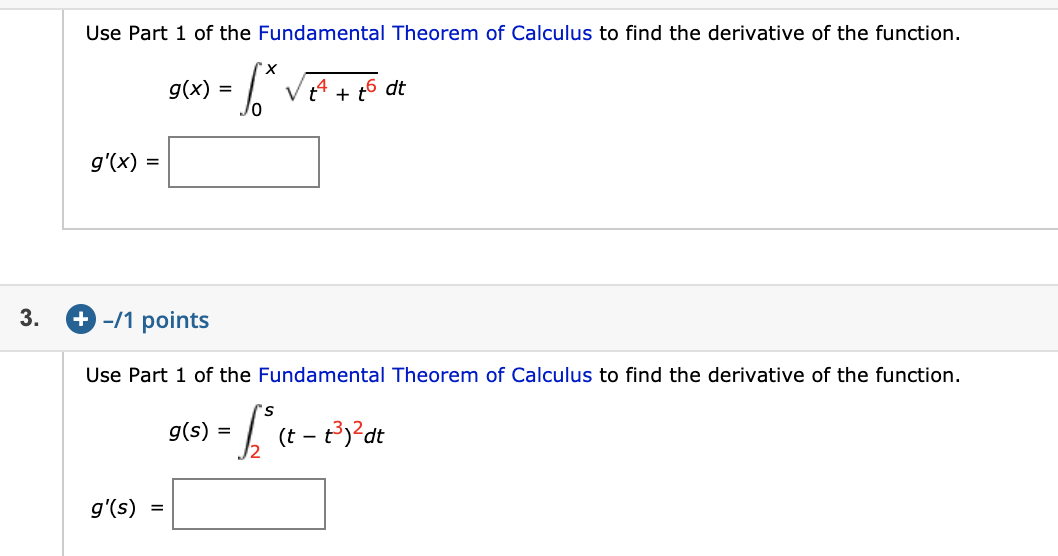 Solved Use Part 1 of the Fundamental Theorem of Calculus to | Chegg.com