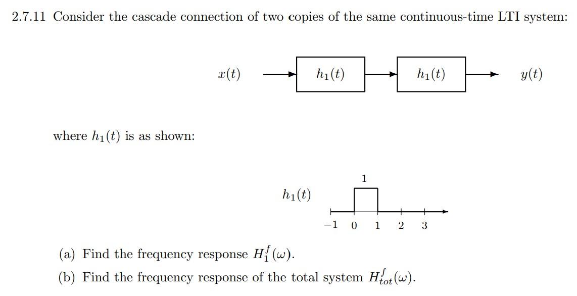 Solved 2.7.11 Consider the cascade connection of two copies | Chegg.com