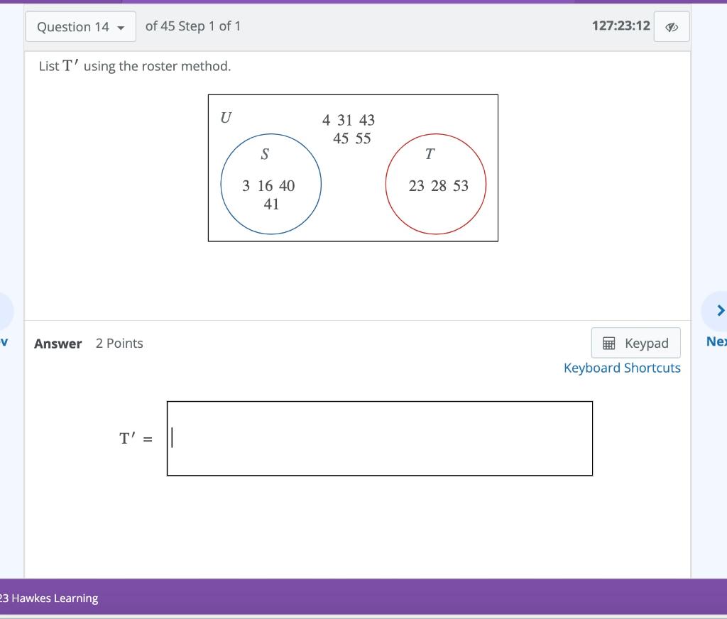 Solved List T′ using the roster method. Answer 2 Points T′= | Chegg.com