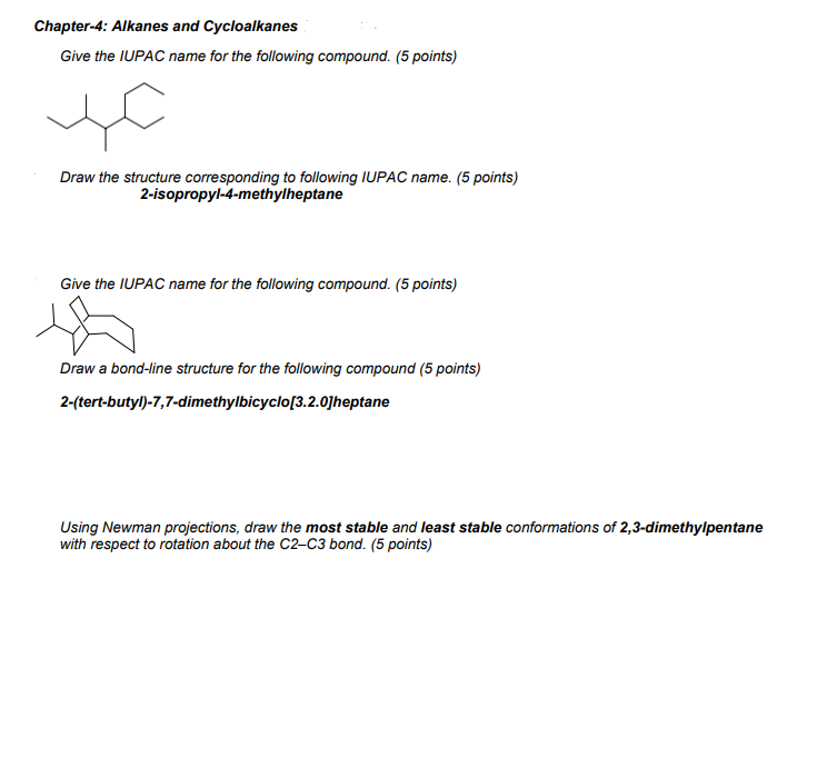 Solved Chapter-4: Alkanes and Cycloalkanes Give the IUPAC | Chegg.com