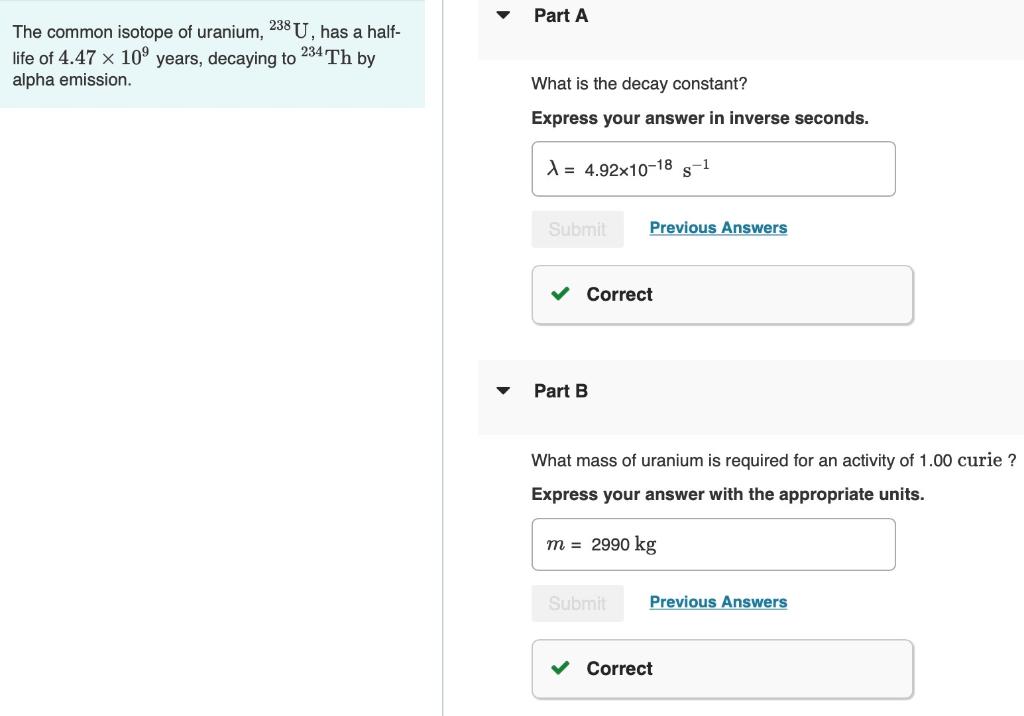 Solved How many alpha particles are emitted per second by | Chegg.com