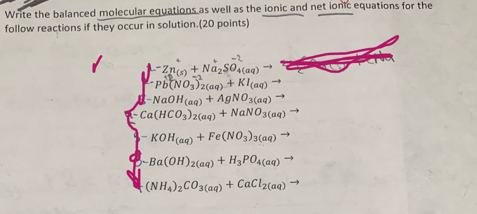 Solved Write the balanced molecular equations as well as the | Chegg.com