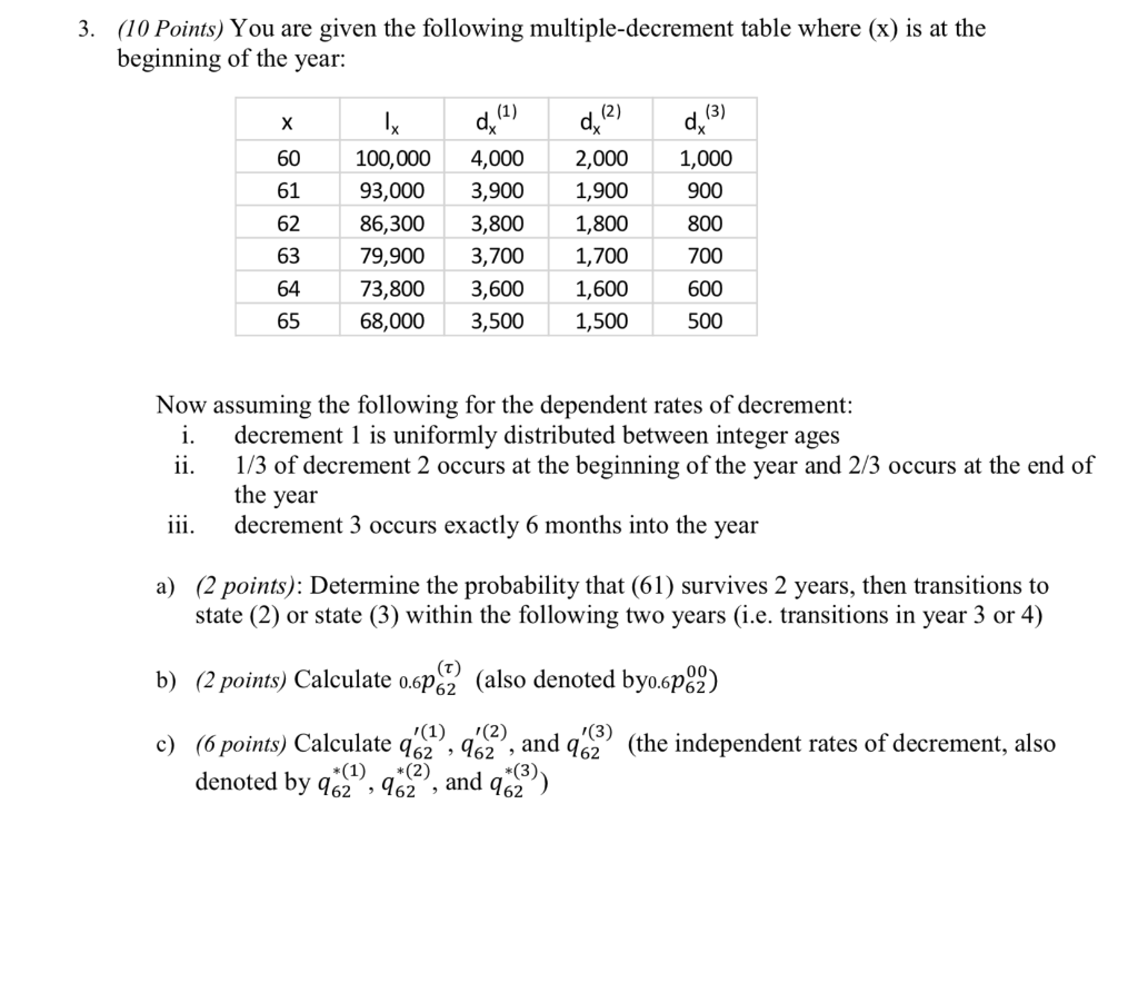 3. (10 Points) You are given the following | Chegg.com