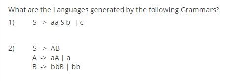Solved What are the Languages generated by the following | Chegg.com
