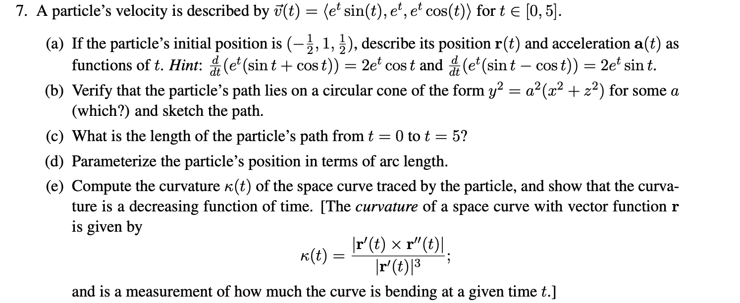 Solved A particle's velocity is described by | Chegg.com