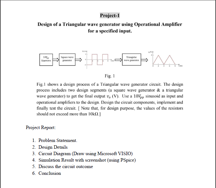 Solved Project-1 Design of a Triangular wave generator using | Chegg.com