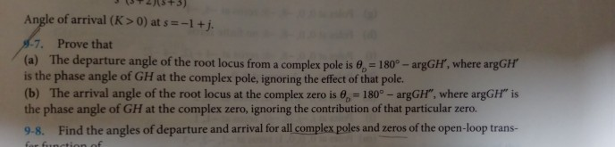 Solved Angle of arrival (K> 0) at s-1+j. 7. Prove that (a) | Chegg.com